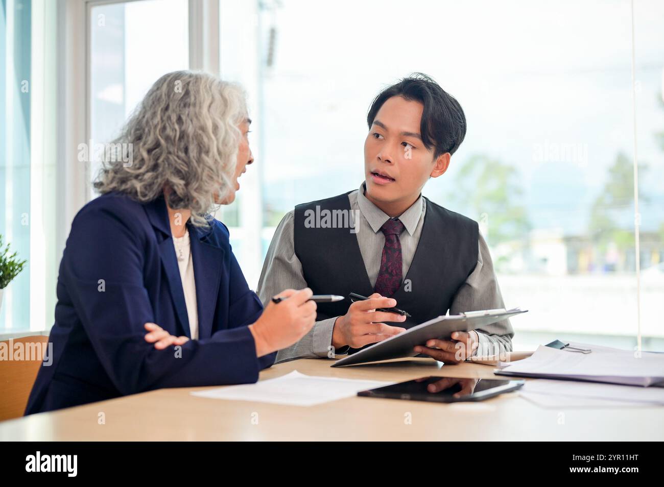 Serious young female lawyer sitting hi-res stock photography and images ...