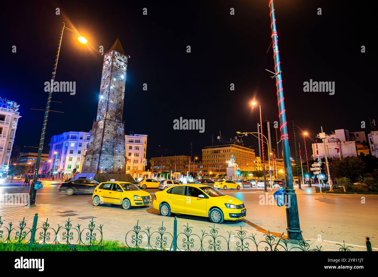 Tunis, Tunisia - November 14, 2024: Tunis Clock Tower and the 14th ...
