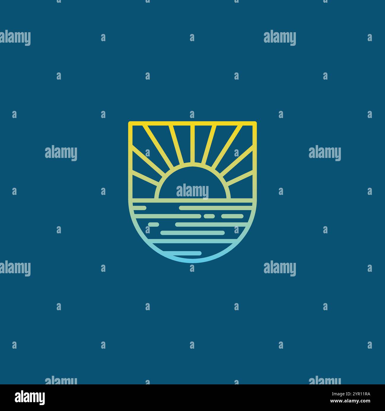 Sun sea wave logo sunset beach coast icon logo vector. sun beach logo ...