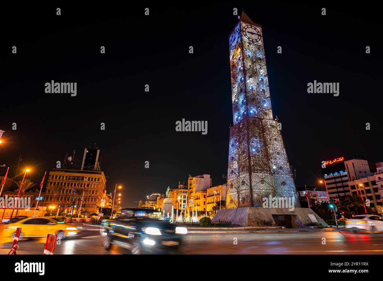 Tunis, Tunisia - November 14, 2024: Tunis Clock Tower and the 14th ...