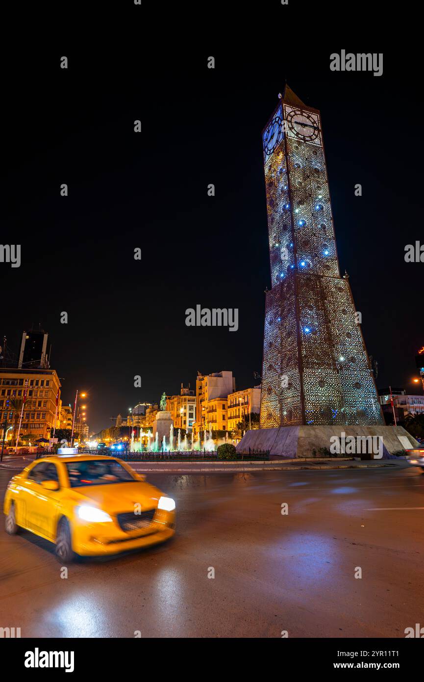 Tunis, Tunisia - November 14, 2024: Tunis Clock Tower and the 14th ...