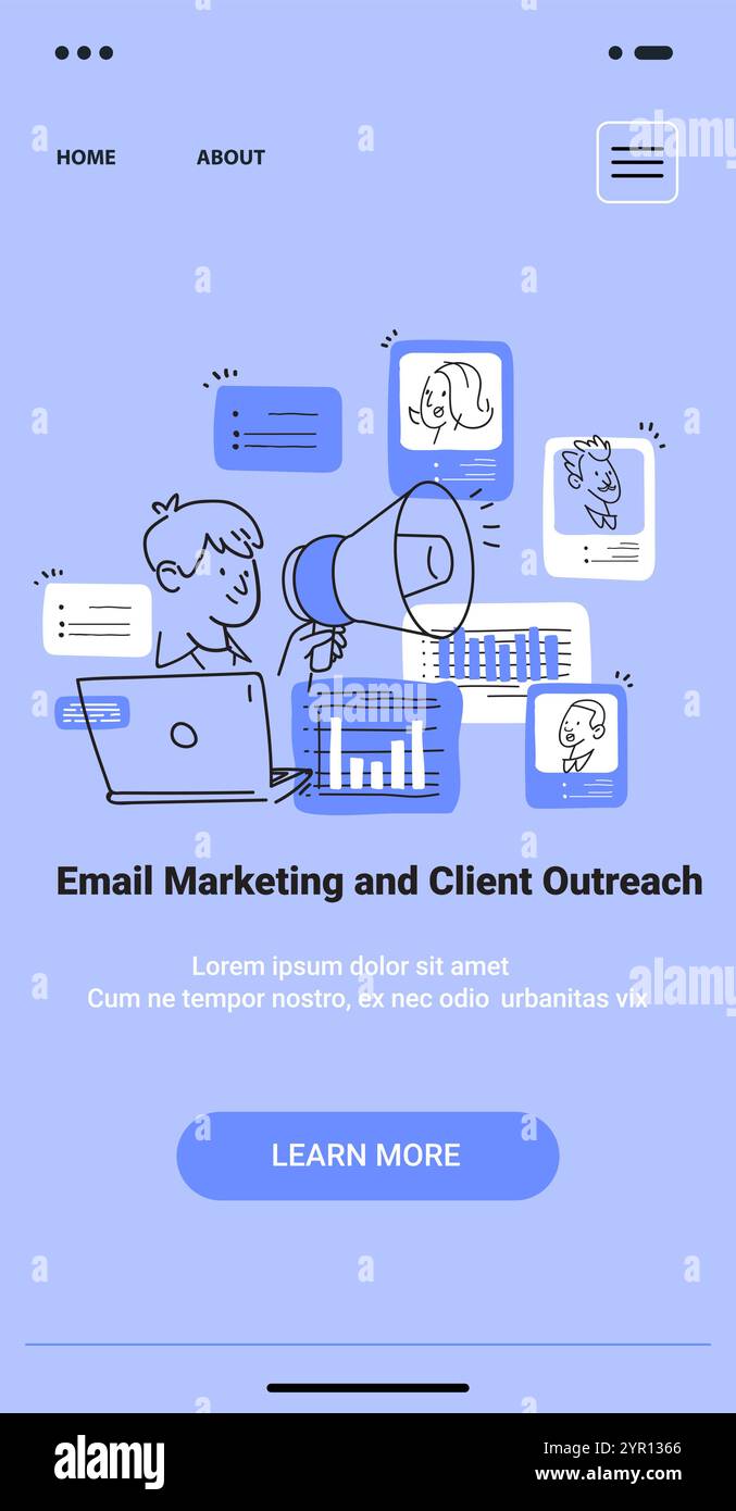 Email marketing and client outreach concept featuring person with ...