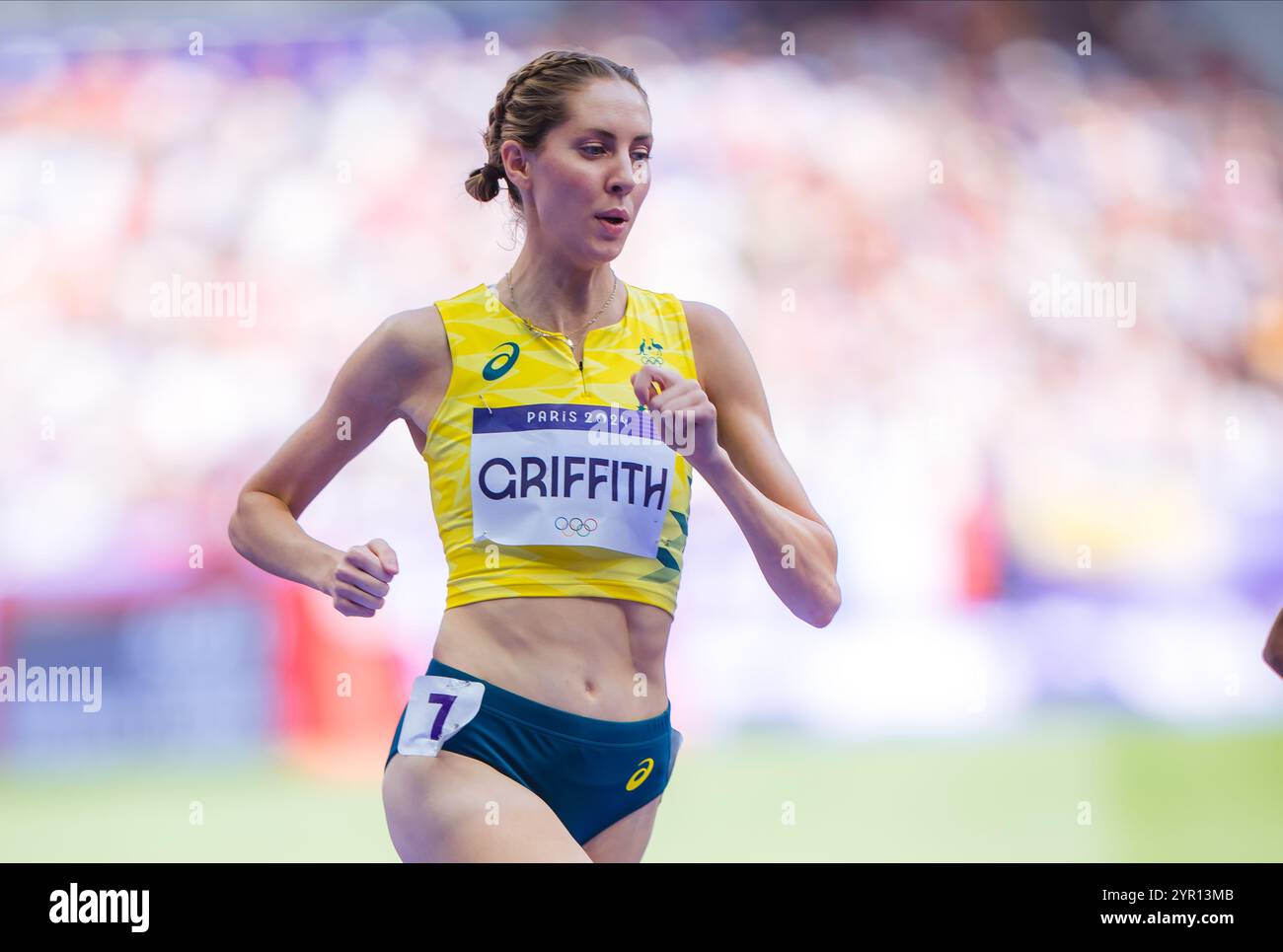 Georgia Griffith participating in the 1500 meters at the Paris 2024 ...