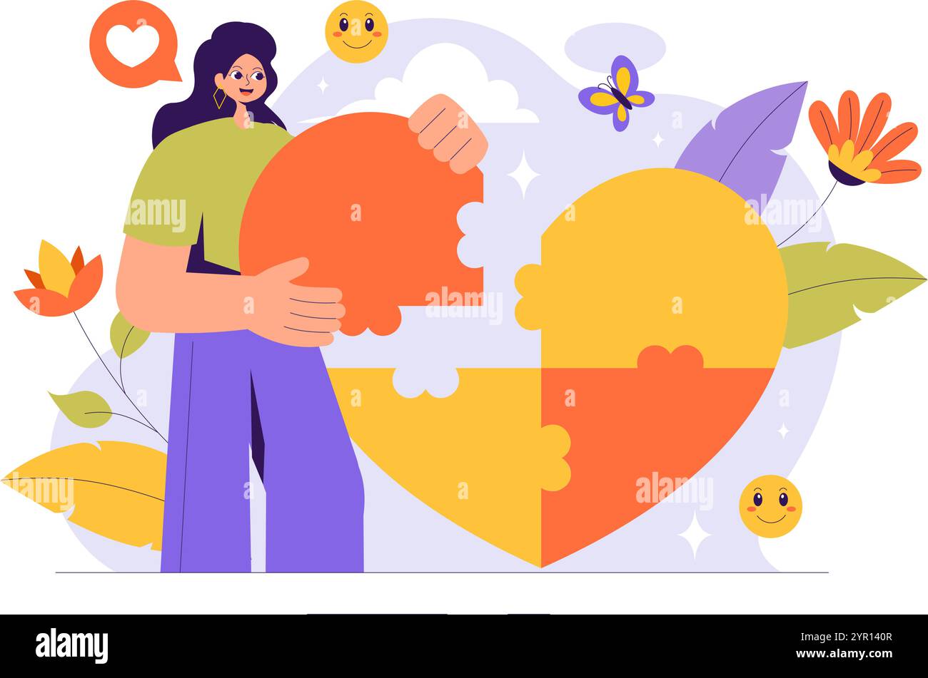 Self Healing Vector Illustration featuring a Woman Meditating and ...