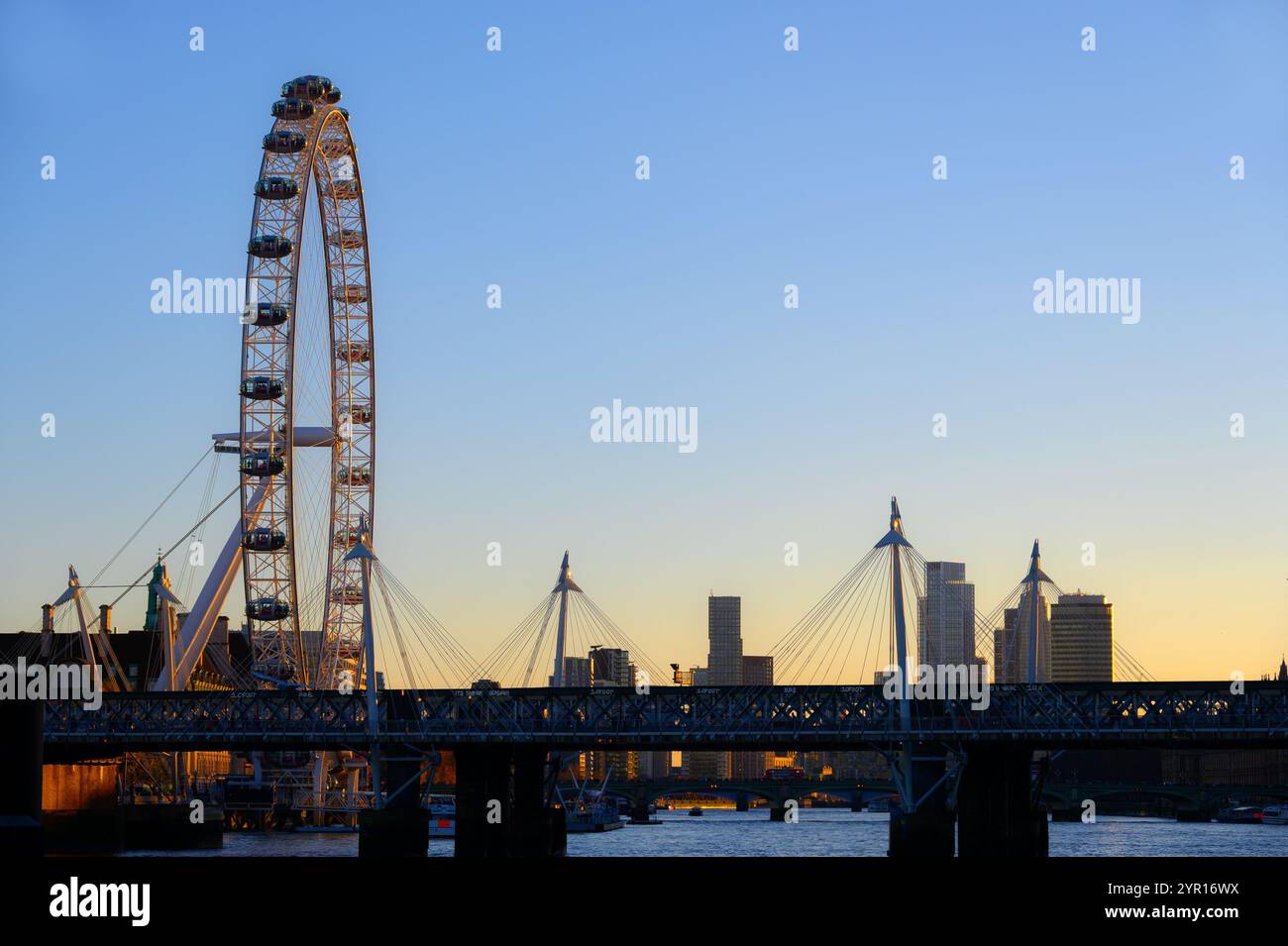 London, UK. London Eye / Millennium Wheel and the Hungerford/Golden ...