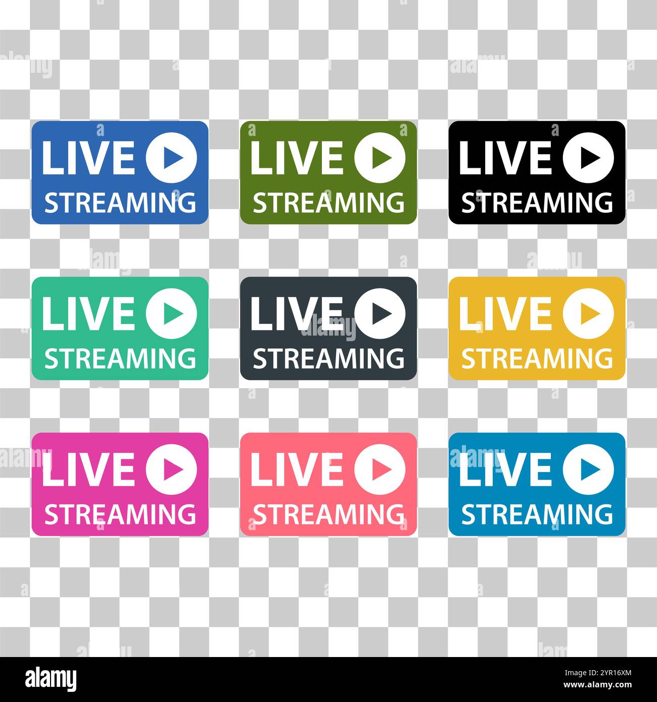 Set of Live streaming icon, stream button design, web player vector ...