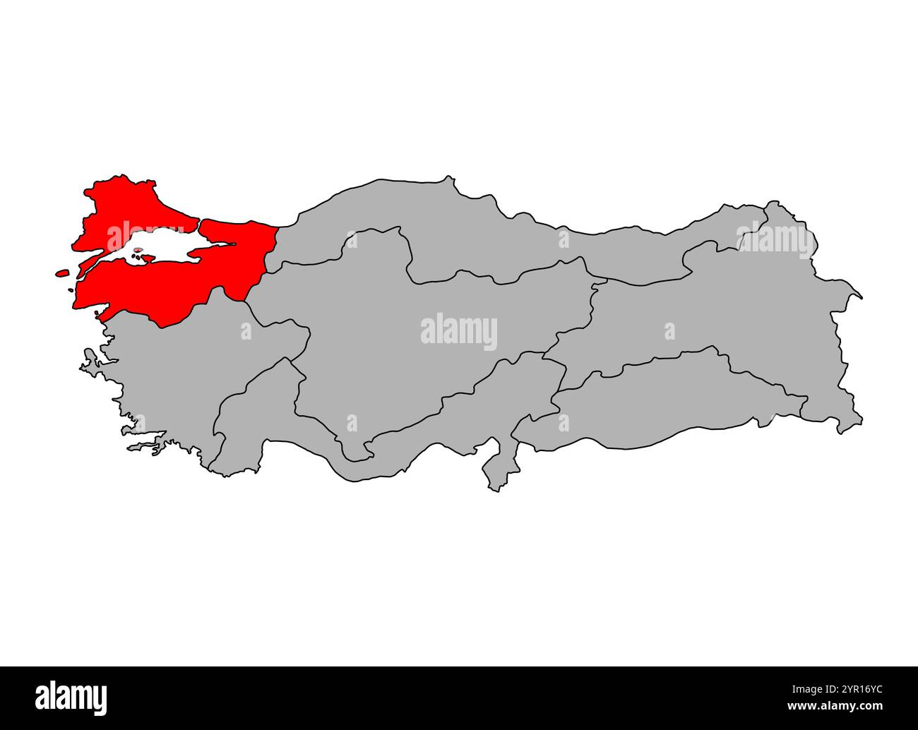 Marmara Region of Turkey map symbol shape, travel web concept icon ...