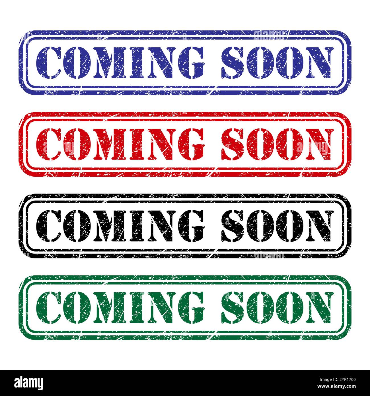 Set of coming soon stamp symbol, label sticker sign button, text banner ...