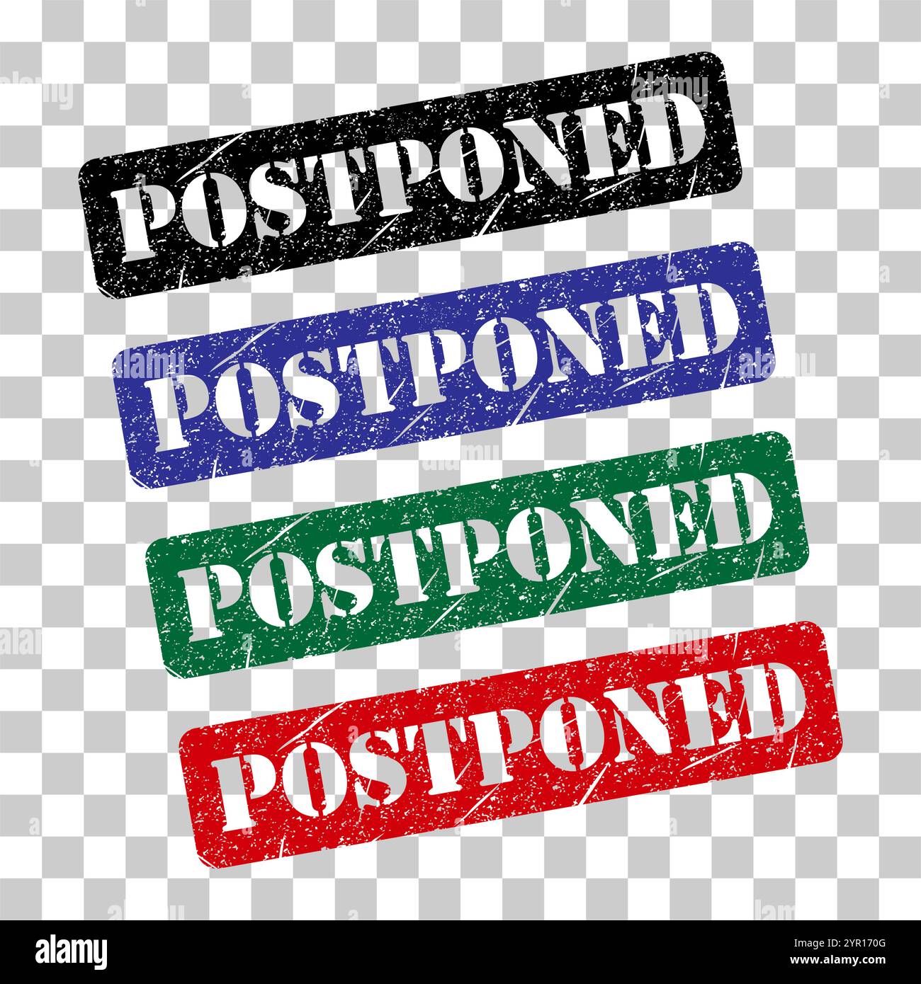 Set of Postponed stamp symbol, label sticker sign button, text banner vector illustration Stock ...