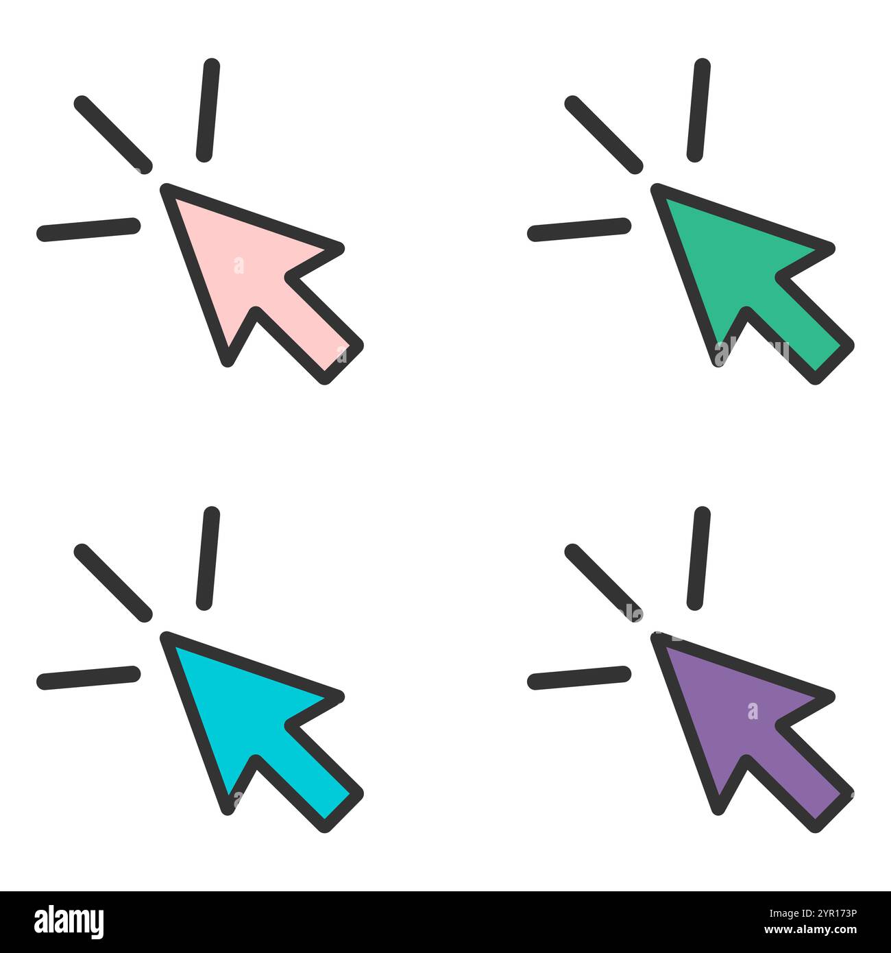Set of Click arrow mouse icon, web button cursor. Digital design vector ...