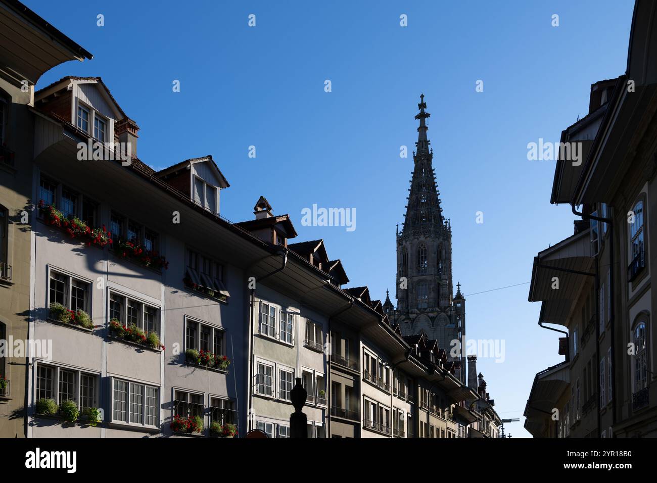 Bern, Switzerland - Old Town houses with Bern Minster (Berner Munster ...