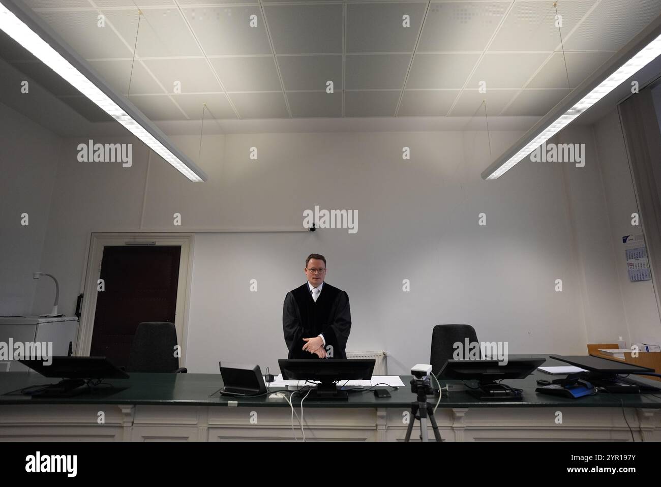 Hamburg, Germany. 02nd Dec, 2024. Judge Jan Sturm stands in courtroom ...