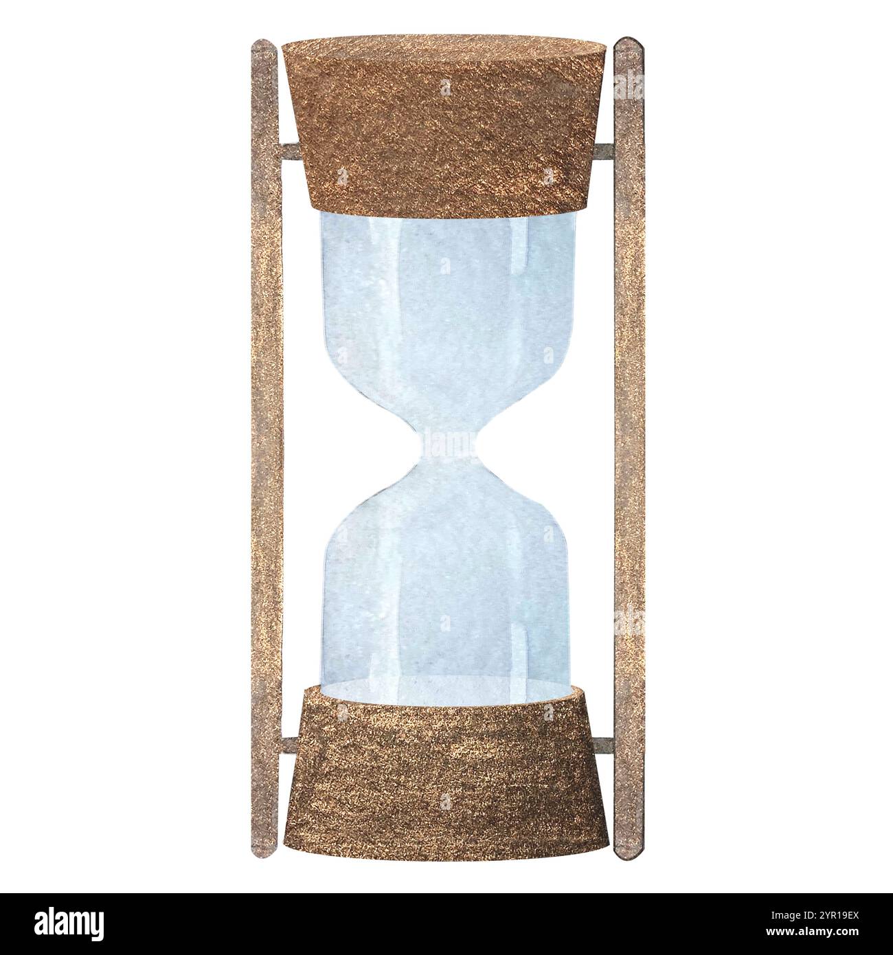 Metal hourglass watercolor illustration isolated on white. Hand painted ...