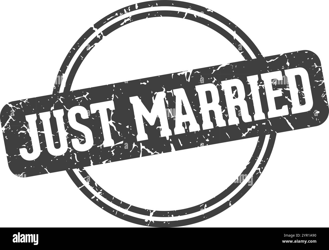 just married round stamp isolated on transparent background. just ...