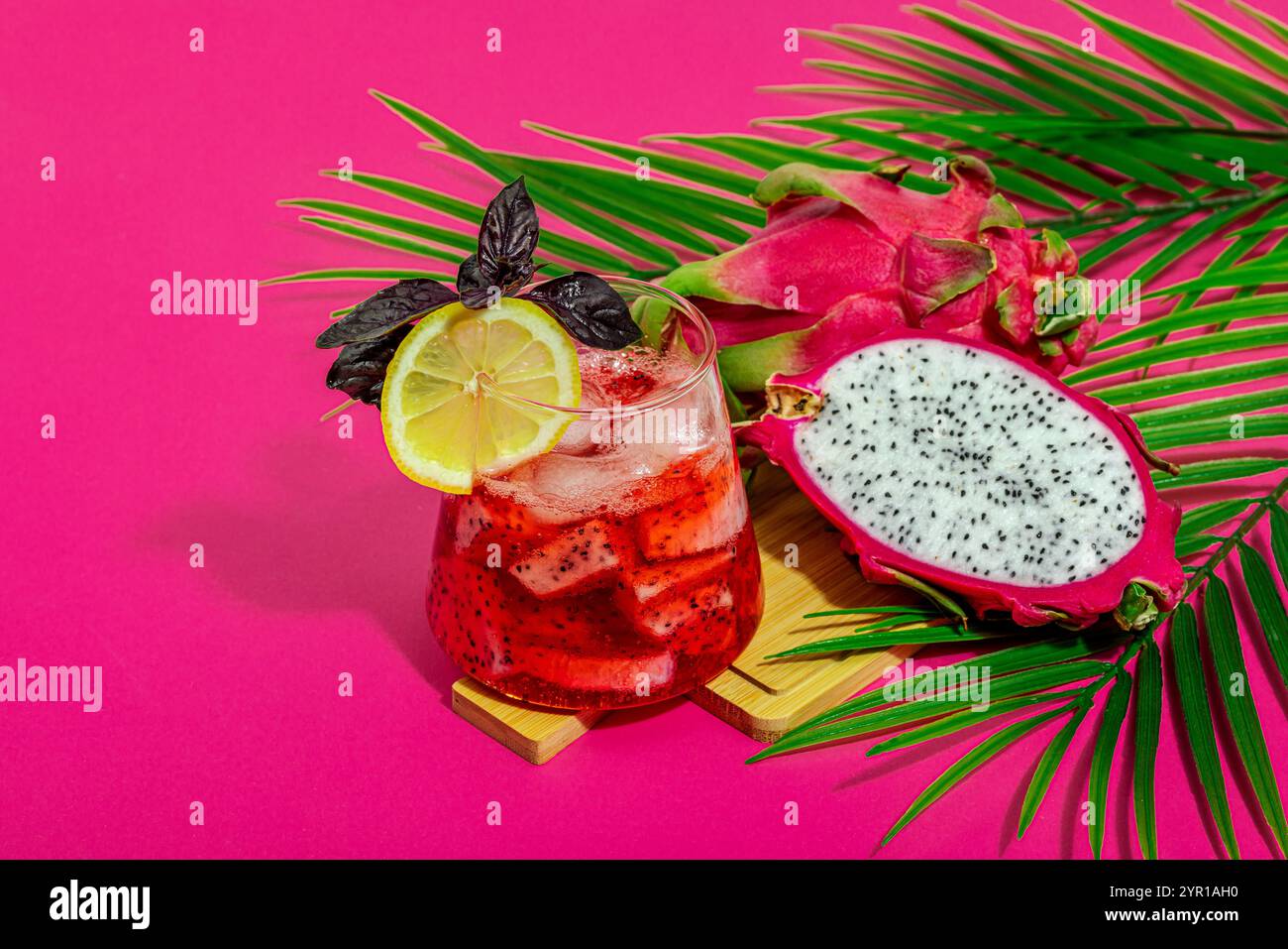 Dragon fruit refreshment drink. Pitaya tropical beverage, smoothie ...