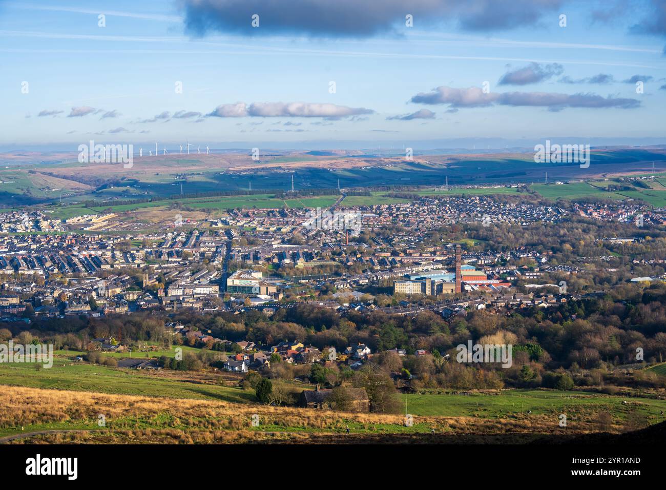 The Lancashire town of Darwen and beyond as seen from the heights of ...