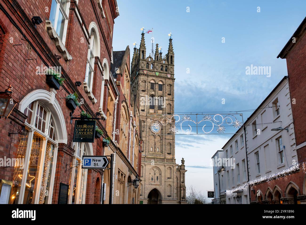 St Marys Church from Old Square in November. Warwick, Warwickshire ...