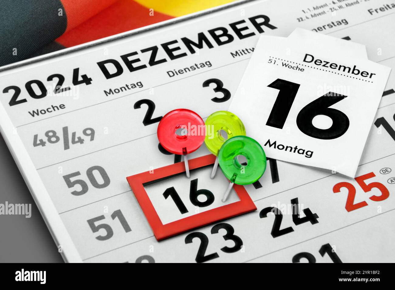German calendar 2024 December 16 and Flag Monday Tuesday Wednesday ...