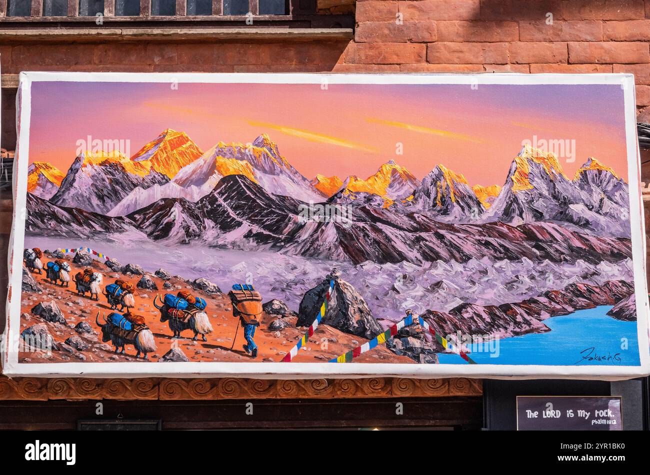 Scenic paintings of the Himalaya mountains on display for sale at ...