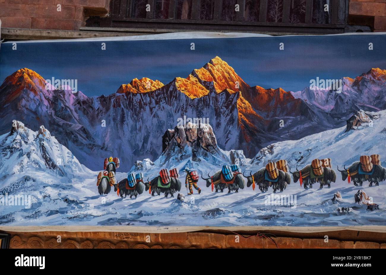 Scenic paintings of the Himalaya mountains on display for sale at ...