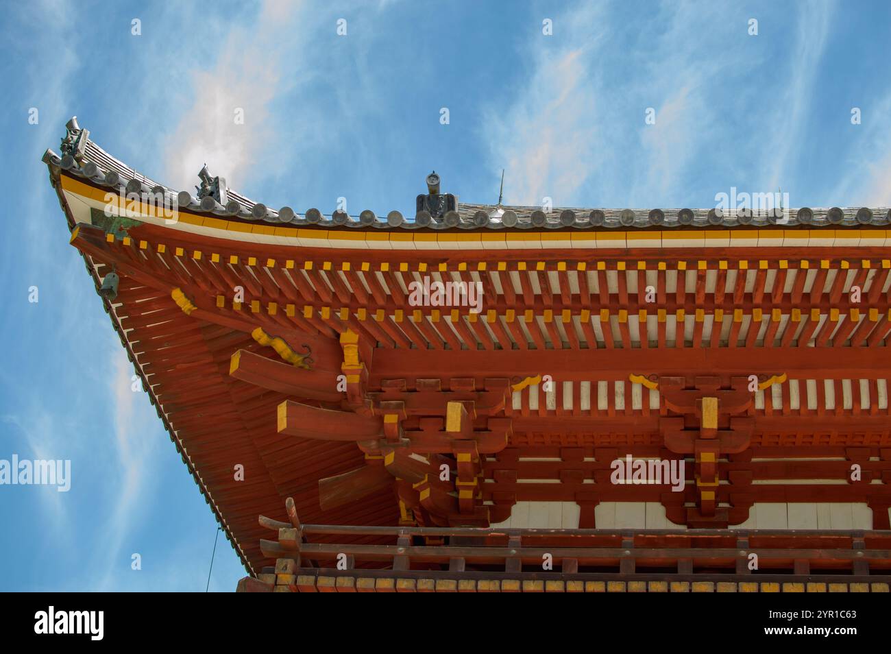 Rooftop architectural details in Todaiji Temple, one of most famous and ...