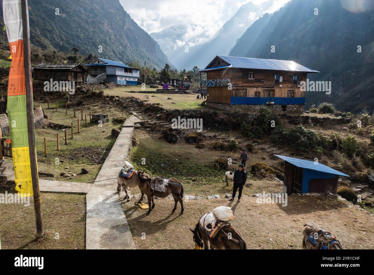 Teahouse trekking to Kangchenjunga (Kanchenjunga) , Gyabla, Nepal Stock ...