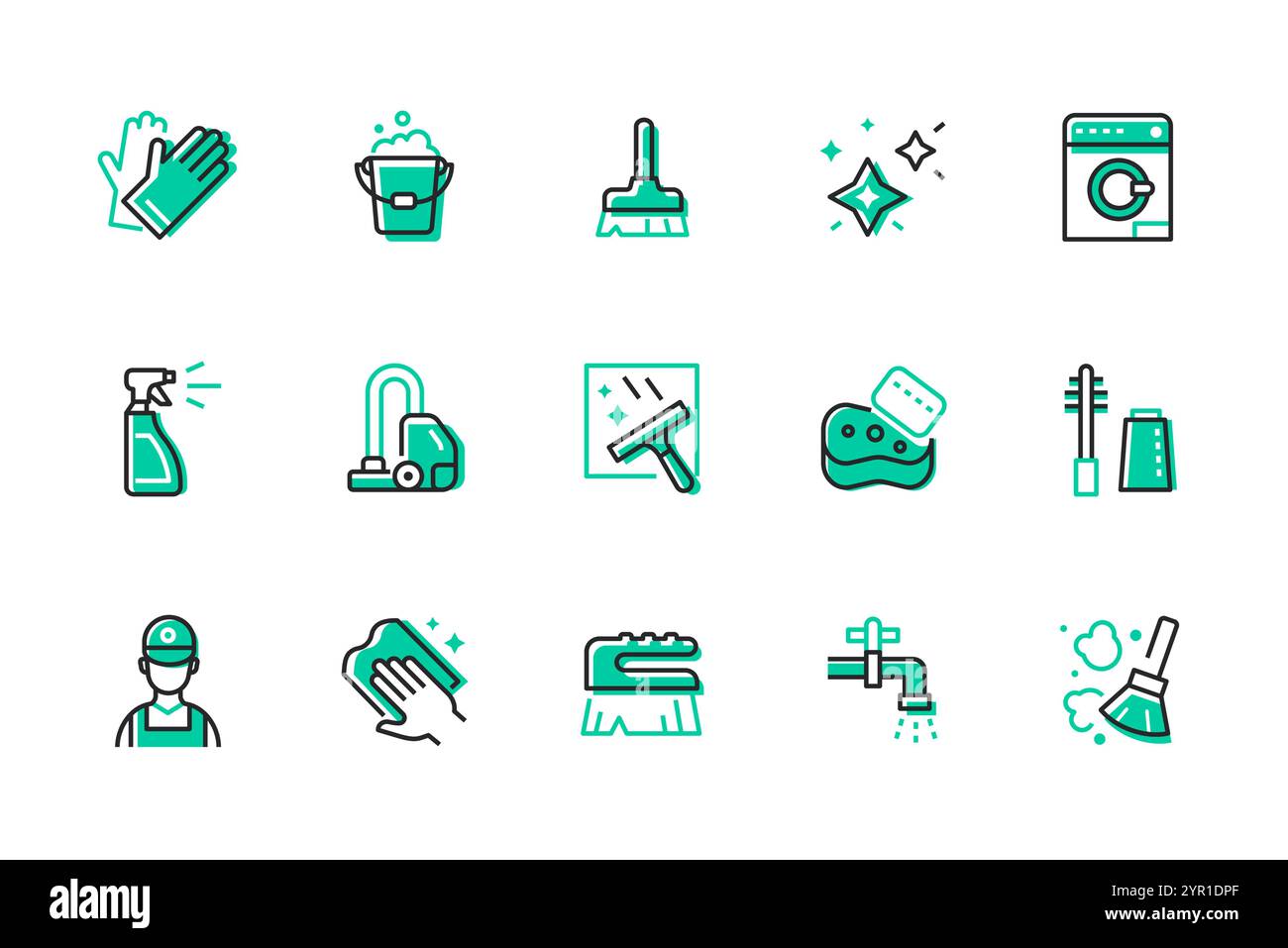 Cleaning and housekeeping - set of line design style icons Stock Vector ...