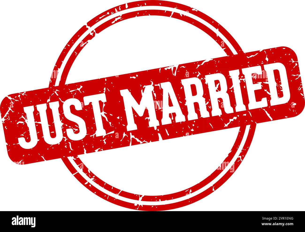 just married round stamp isolated on transparent background. just ...