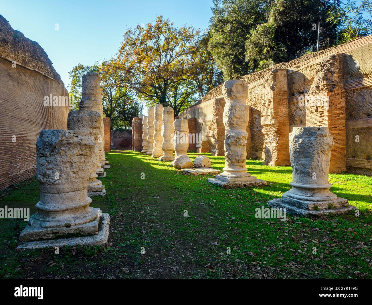 Travertine columns in the monumental passage road - Imperial Harbours ...