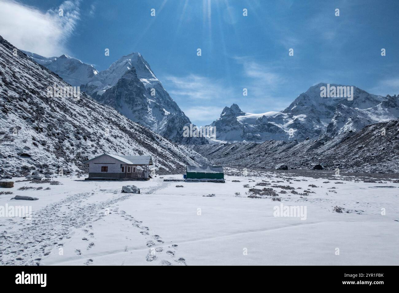 Teahouse in the south base camp on the Kangchenjunga (Kanchenjunga ...