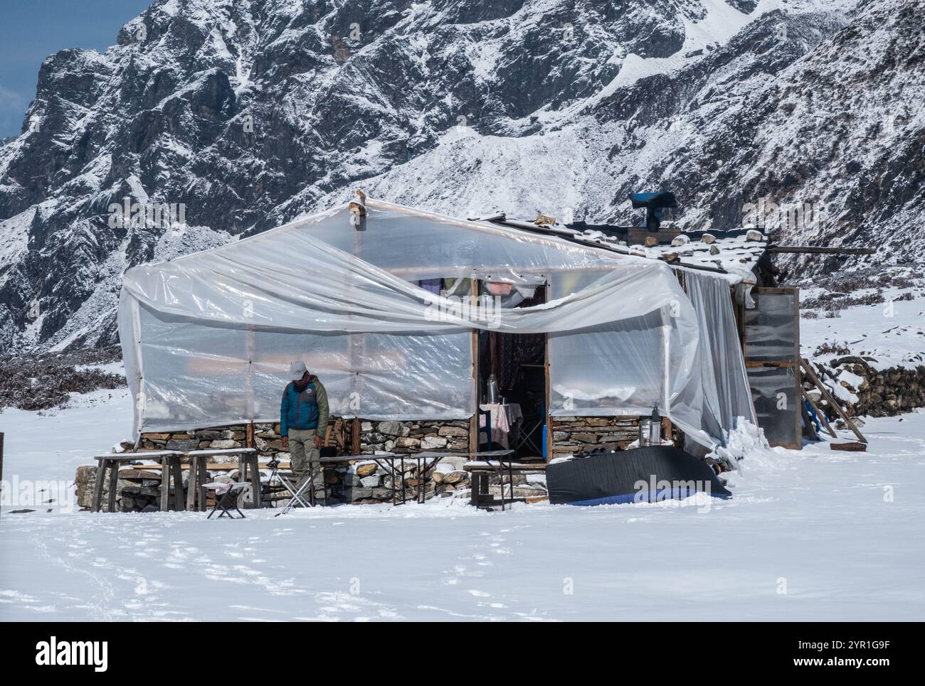 Teahouse in the south base camp on the Kangchenjunga (Kanchenjunga ...