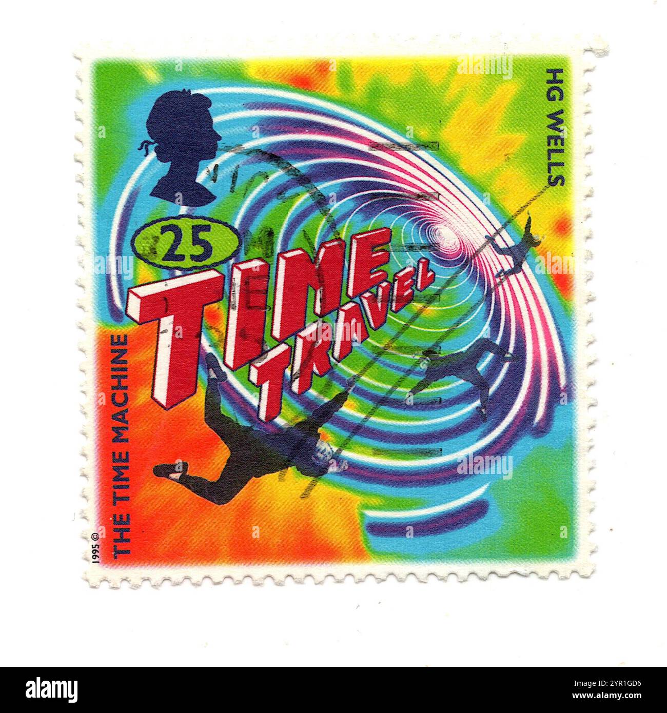 A vintage postage stamp from Great Britain featuring The Time Machine ...