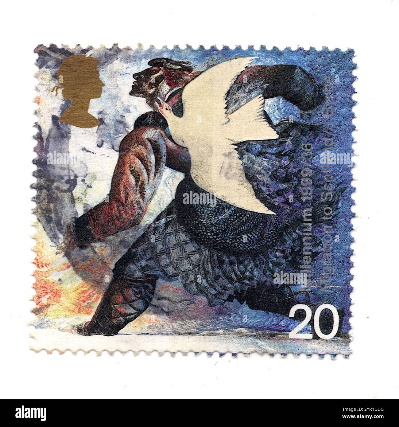 A vintage postage stamp from Great Britain featuring migration to ...