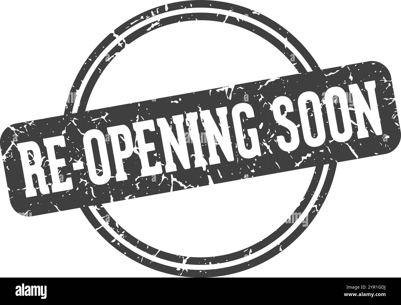 re-opening soon round stamp isolated on transparent background. re ...