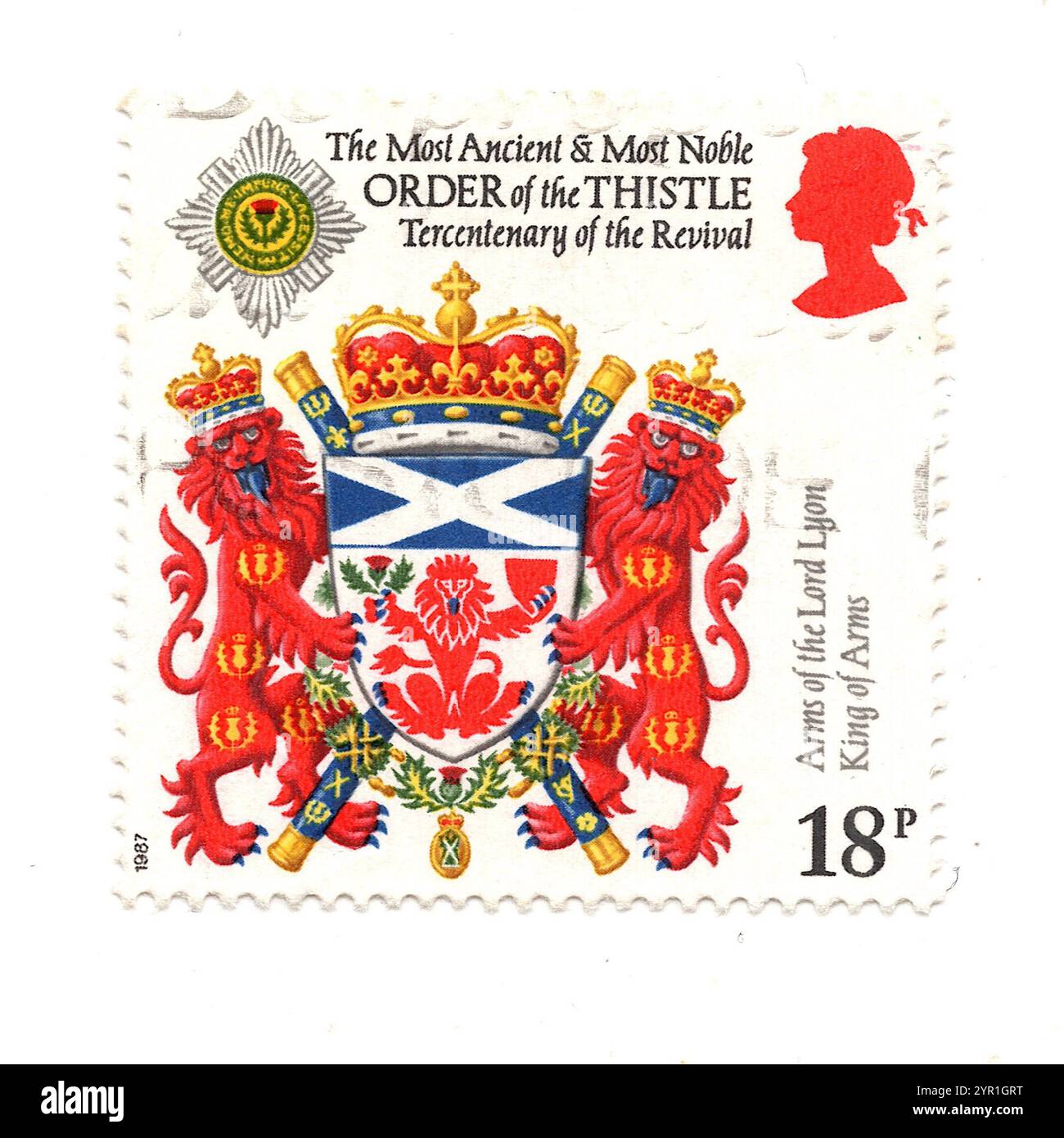 A vintage postage stamp from Great Britain featuring a The Order of the ...
