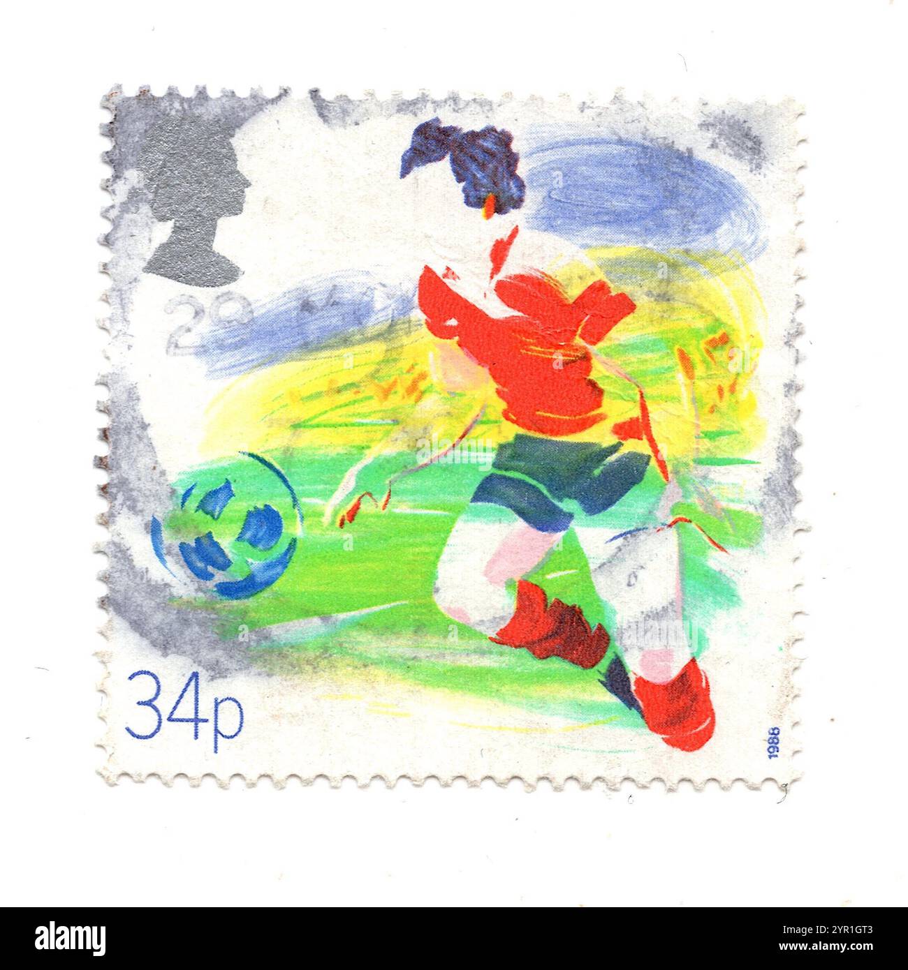 A vintage sports postage stamp from Great Britain featuring football ...