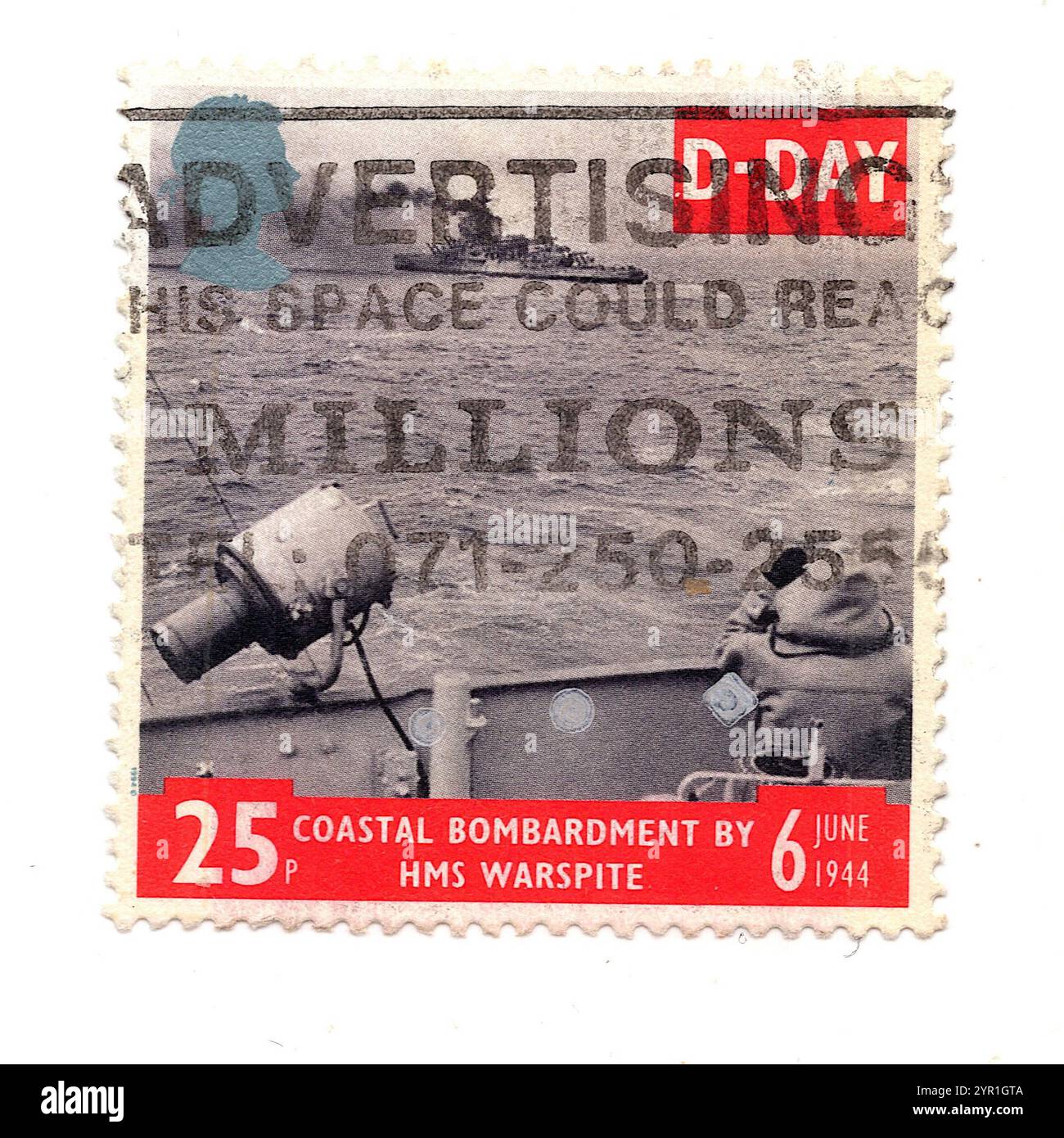 A vintage postage stamp from Great Britain featuring the events of D ...