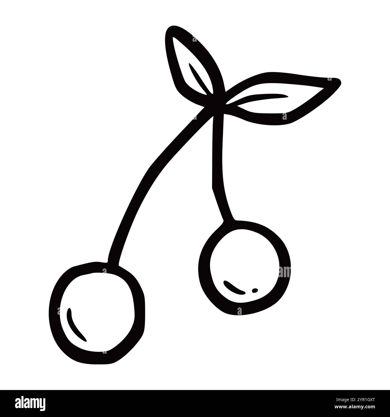Hand drawn cherry berry. Doodle sketch style. Drawing line simple ...