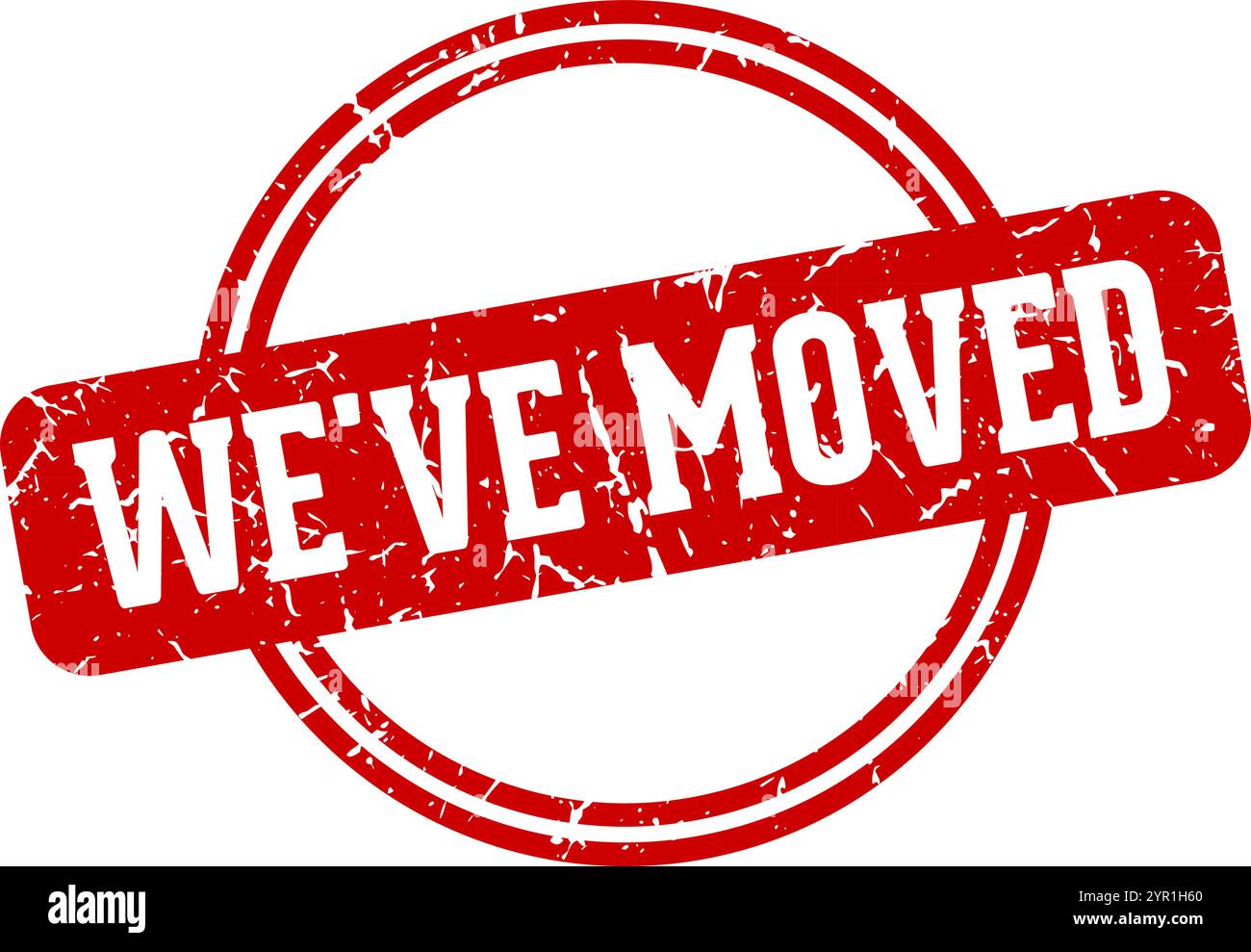 we've moved round stamp isolated on transparent background. we've moved ...