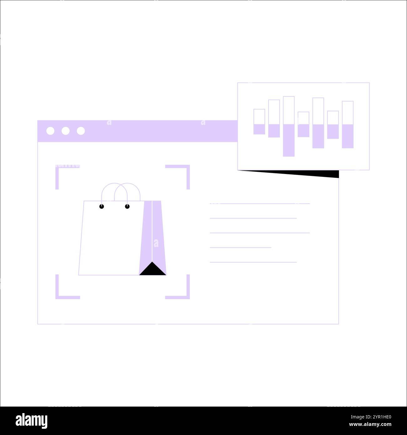 Shopping Bag With Graph And Data Panel In Flat Vector Illustration ...