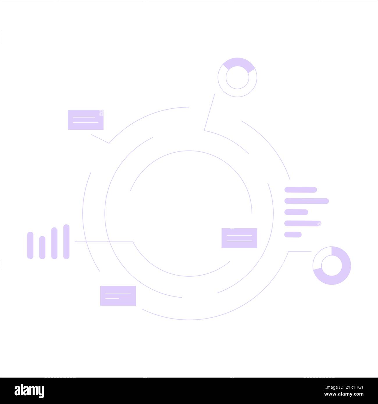 Data Visualization With Circular Chart And Statistical Elements In Flat Vector Illustration ...