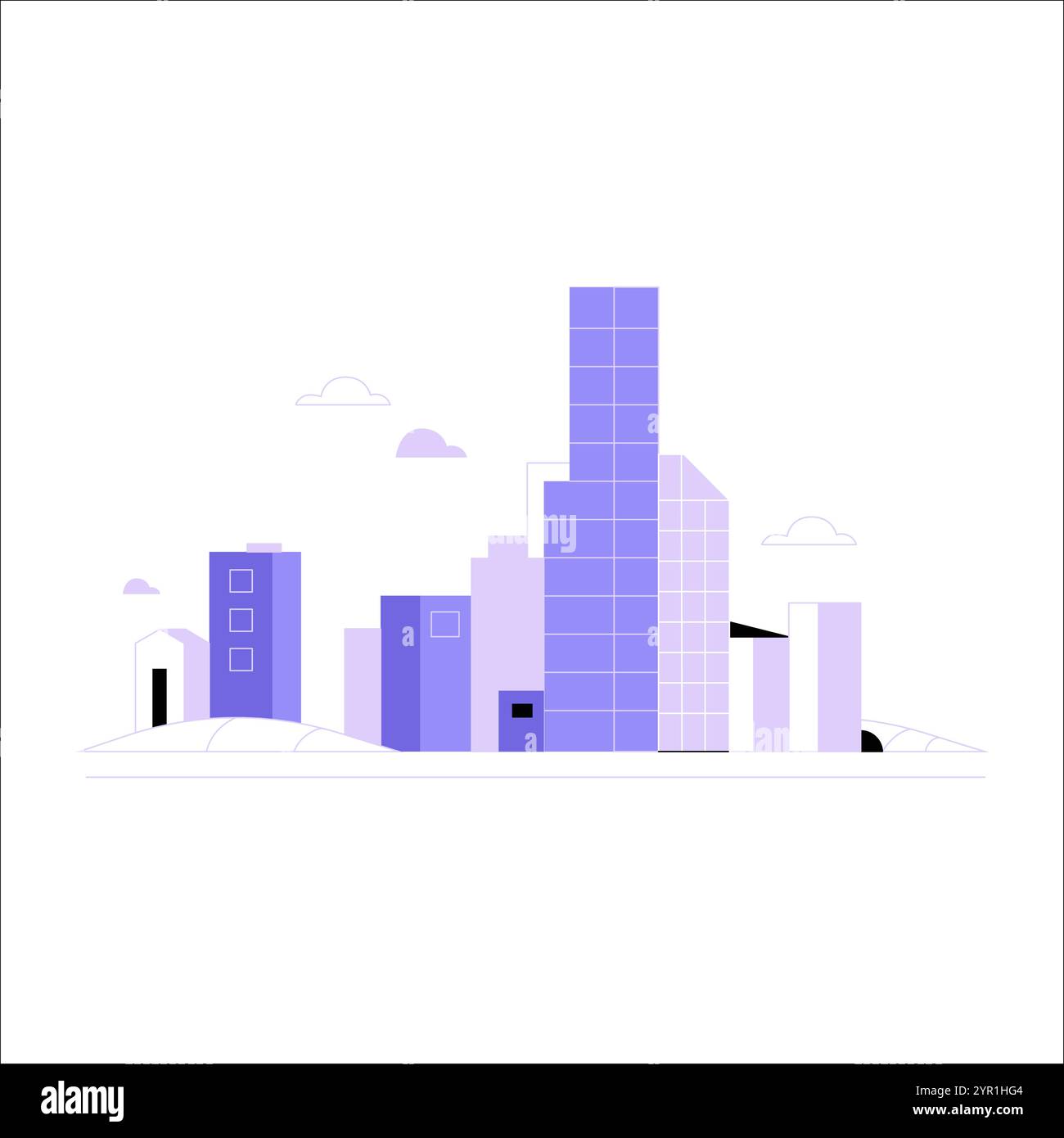 City Skyline With Skyscrapers In Flat Vector Illustration Symbolizing ...
