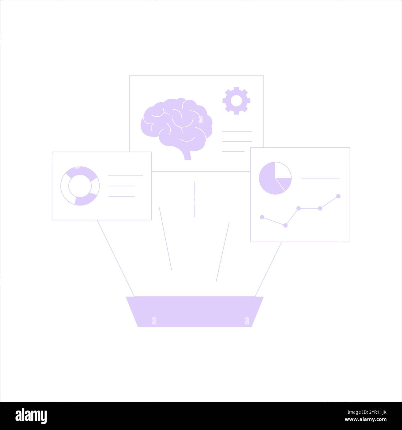 Artificial Intelligence Data Analysis On Screens In Flat Vector ...