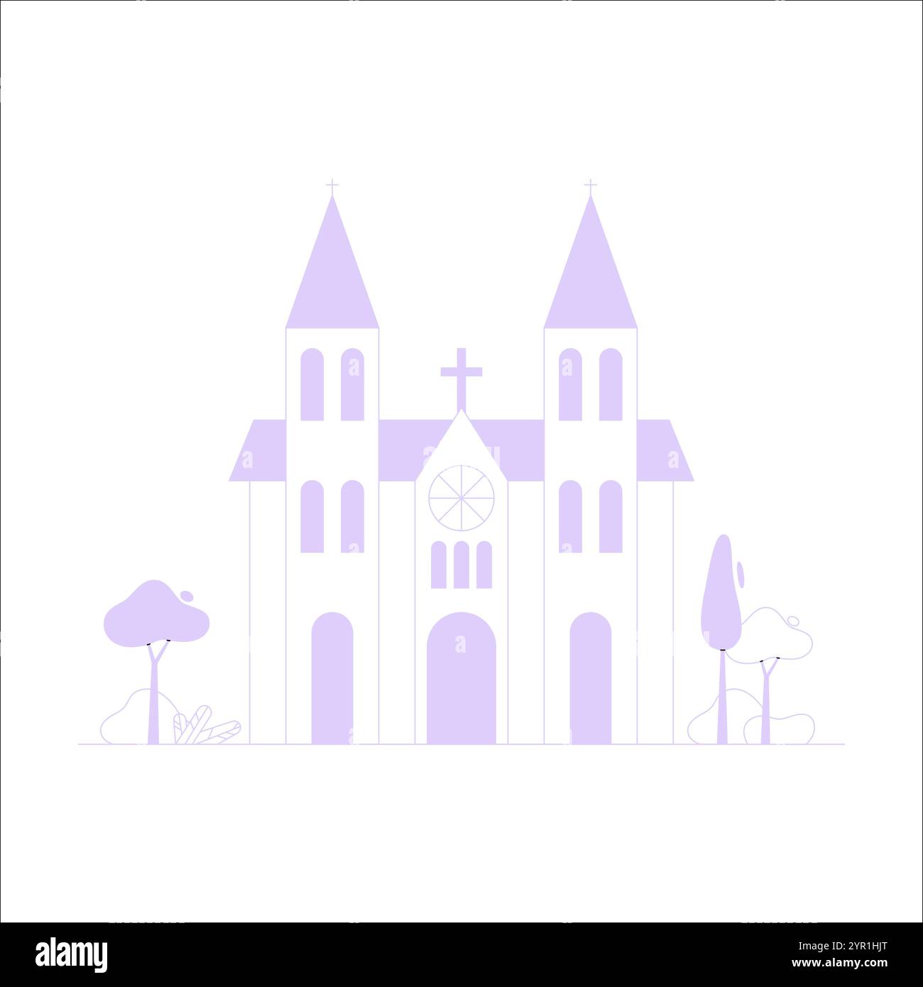 Church Building In Flat Vector Illustration Symbolizing Religion ...