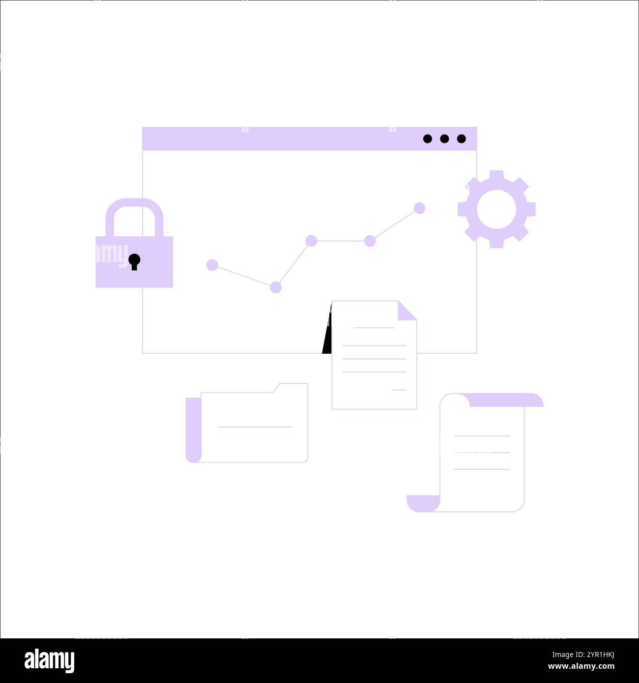 Secured Online Data Management In Flat Vector Illustration Symbolizing ...