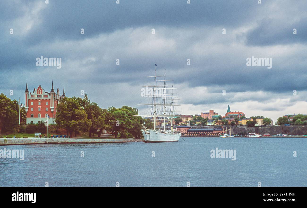 Copenhagen, Denmark , panoramic view of the sea outdide the harbor with ...