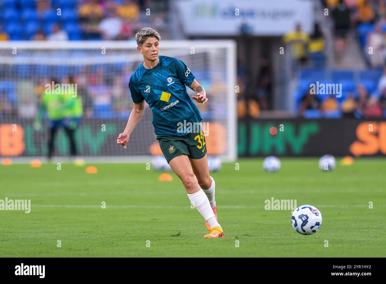 Gold Coast, Australia. 01st Dec, 2024. Michelle Heyman warming up ...