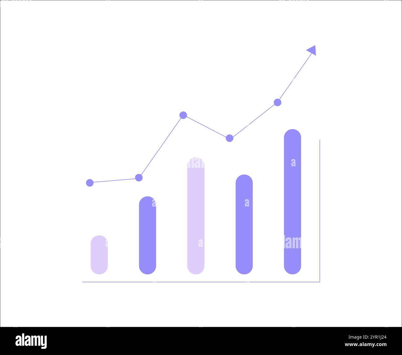 Bar Chart With Growth Arrow In Flat Vector Illustration Symbolizing ...