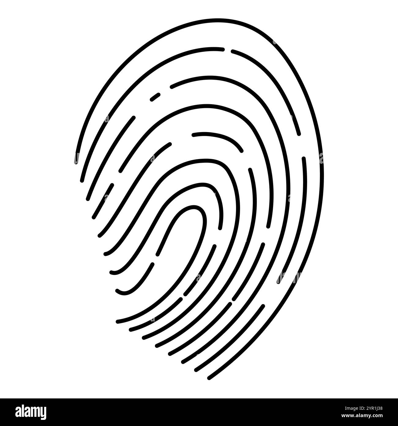 Finger print icon biometric id, unique scan, line signature on white background. Touch id ...