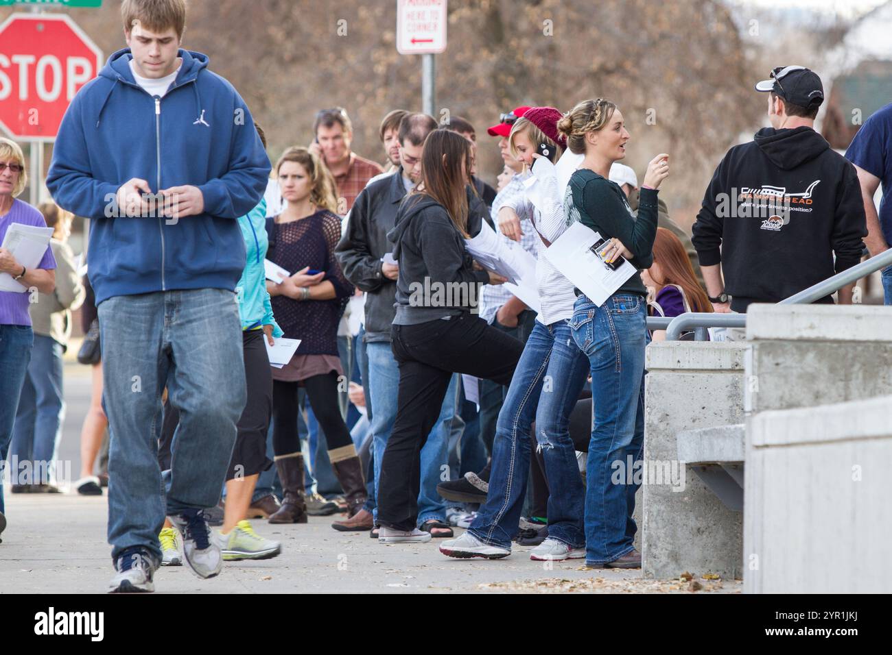 Voters wait outside the the Gallatin County courthouse in Downtown ...